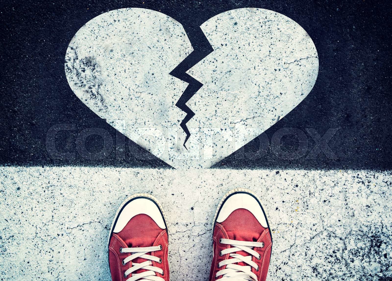 Broken heart sign on the road | Stock image | Colourbox