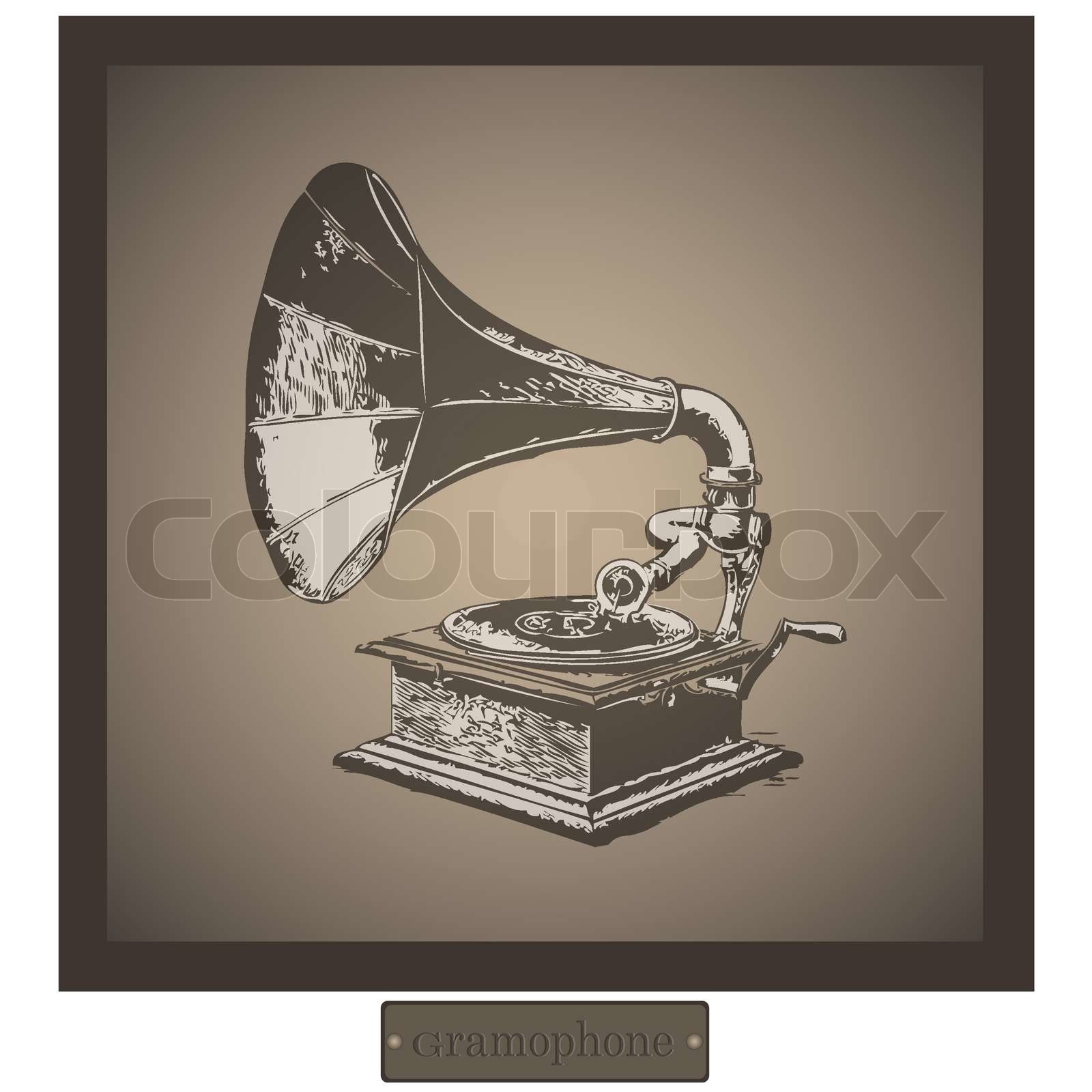 Malerei , die ein altes Grammophon zeigt | Stock-Vektor | Colourbox