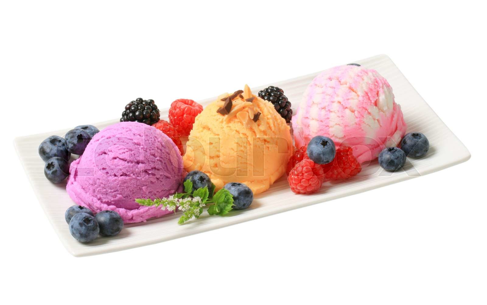 Assorted fruit-flavored ice cream | Stock image | Colourbox