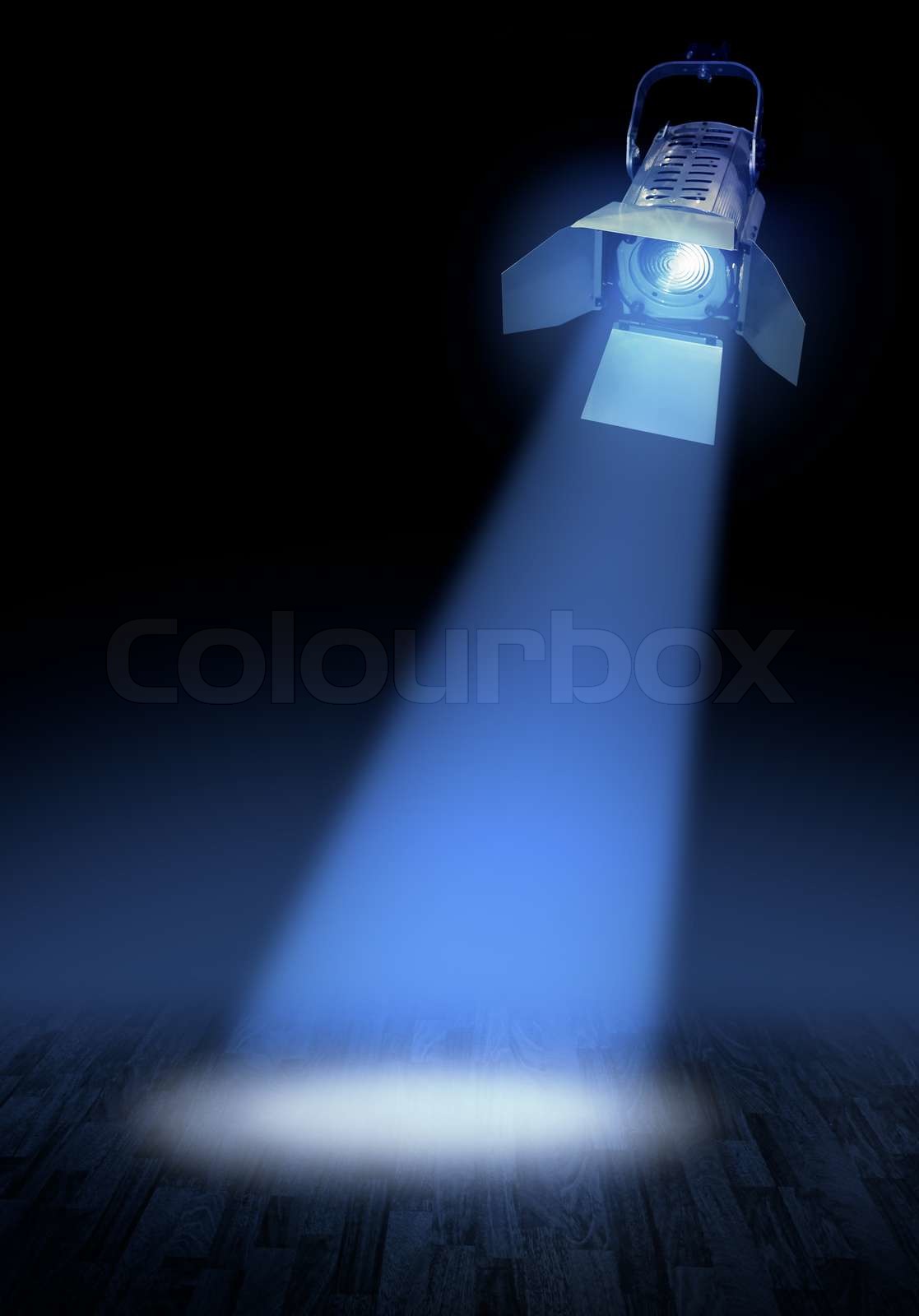 Dark blue theatre stage with spotlights beam | Stock image | Colourbox