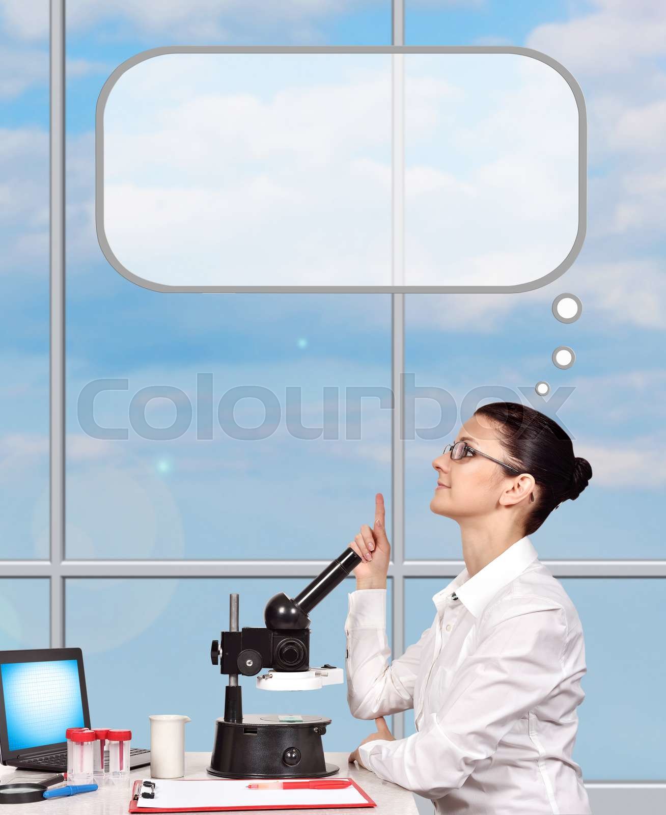 woman scientific researcher thinking | Stock image | Colourbox