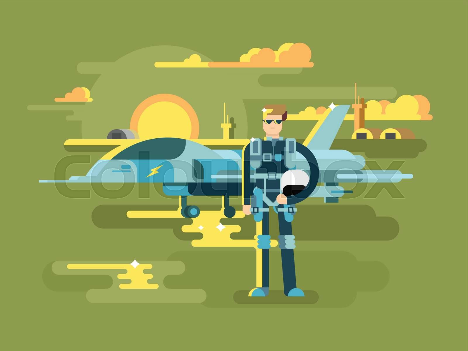 Military pilot man | Stock vector | Colourbox