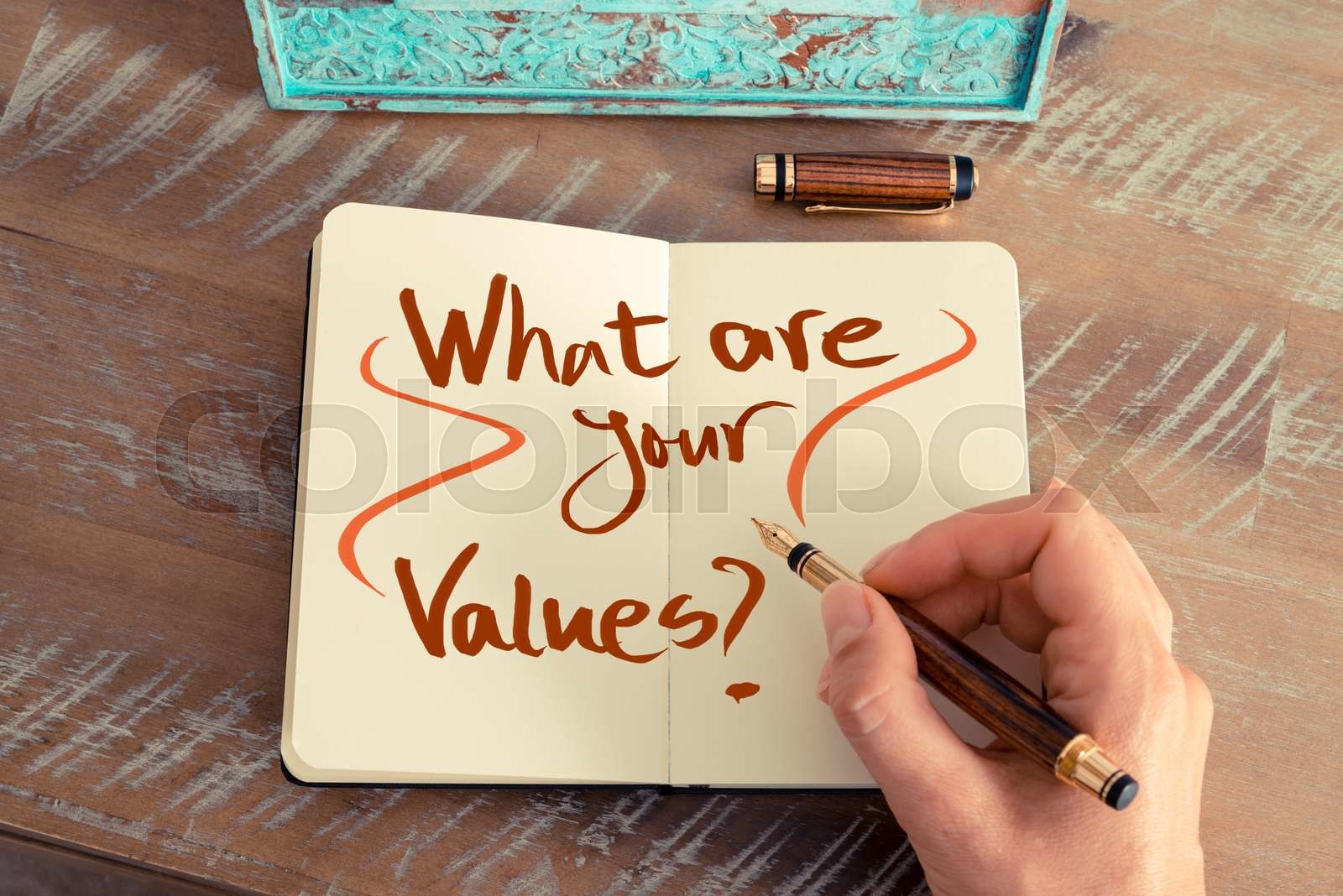 Handwritten text WHAT ARE YOUR VALUES ? | Stock image | Colourbox