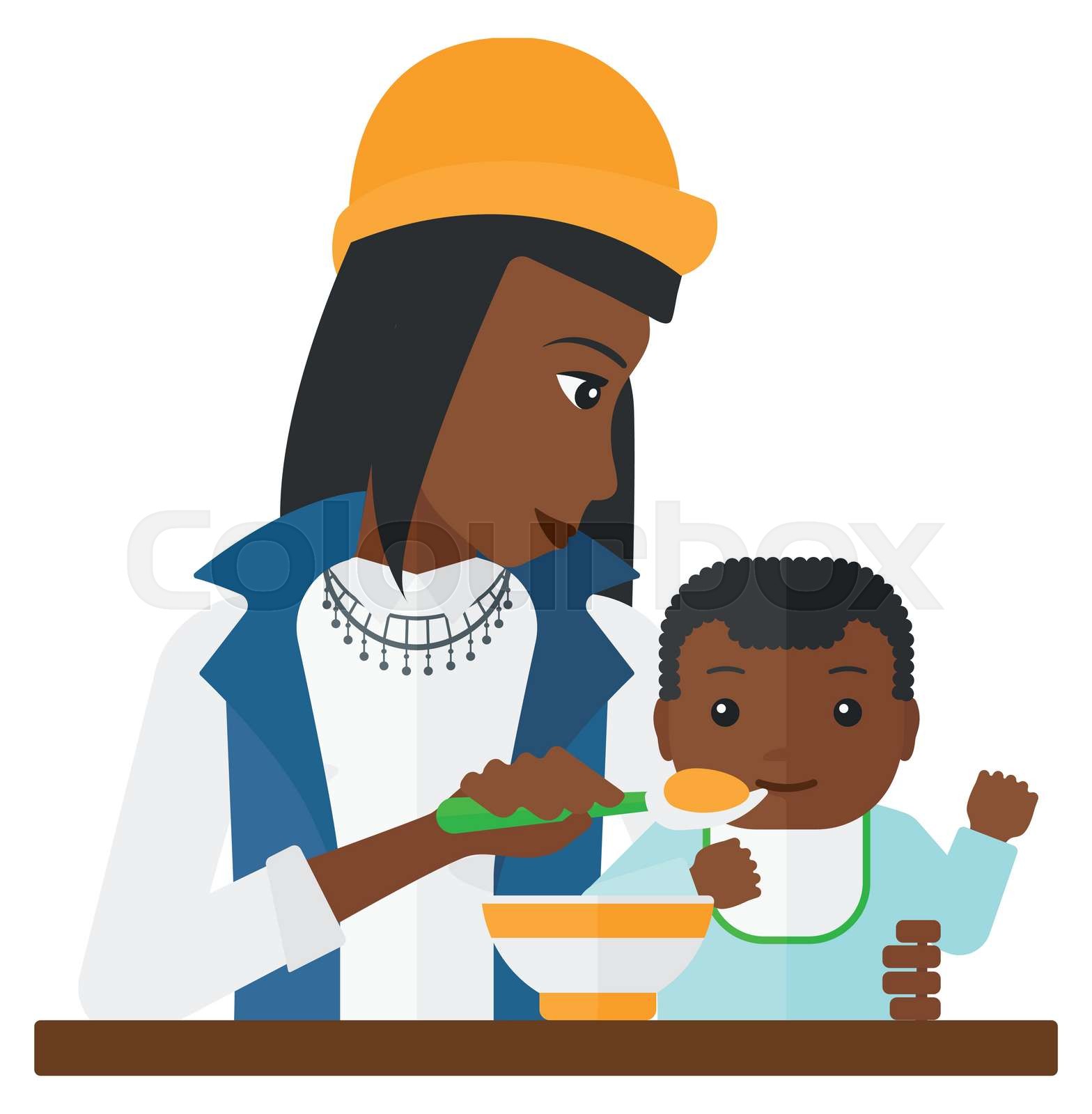 Woman feeding baby. | Stock vector | Colourbox