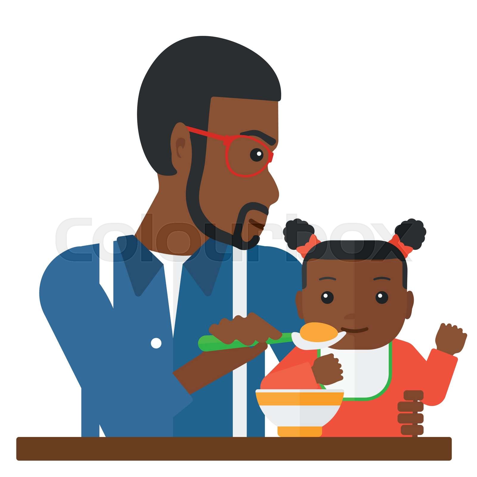 Man feeding baby. | Stock vector | Colourbox