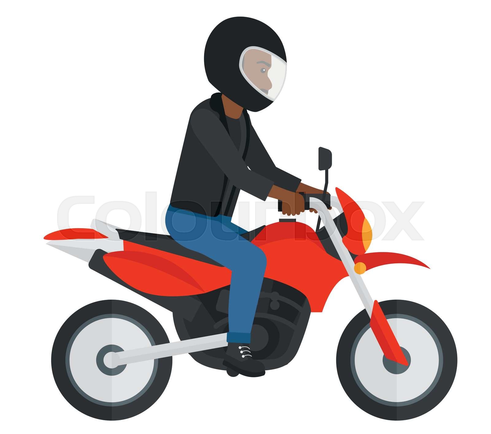 Man riding motorcycle. | Stock vector | Colourbox