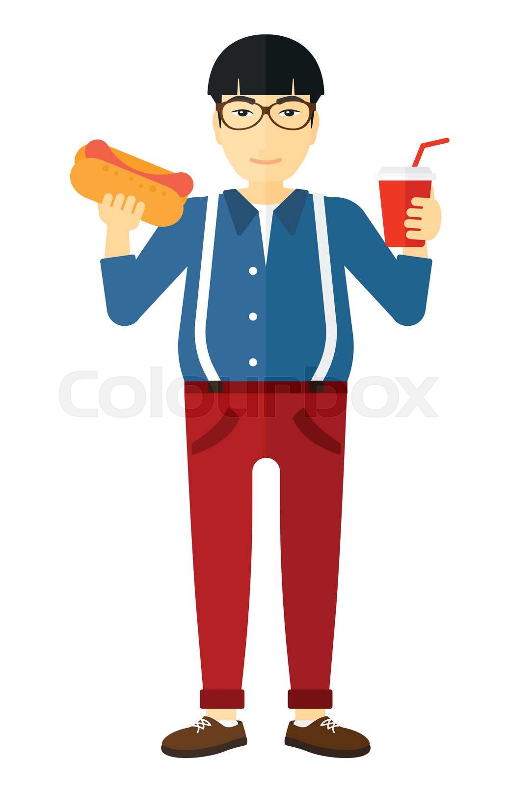 Man with fast food. | Stock vector | Colourbox