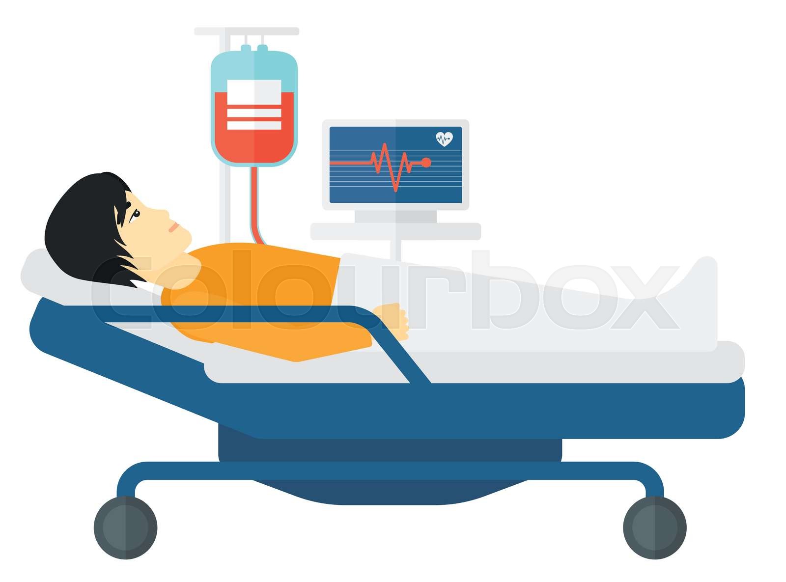 Patient lying in bed. | Stock vector | Colourbox