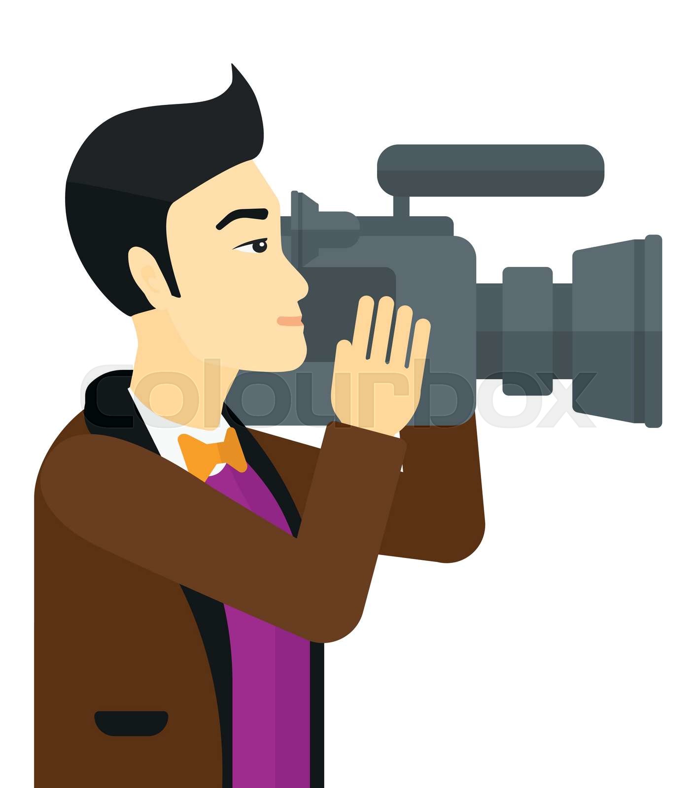 Cameraman with video camera. | Stock vector | Colourbox