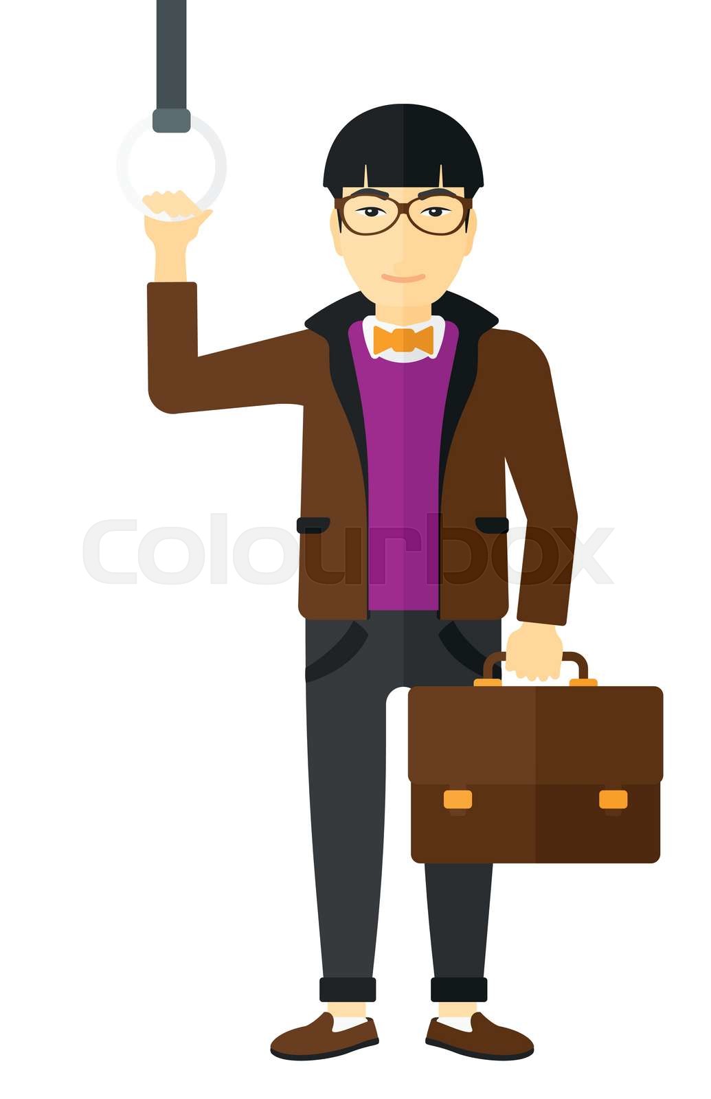 Man standing inside train. | Stock vector | Colourbox