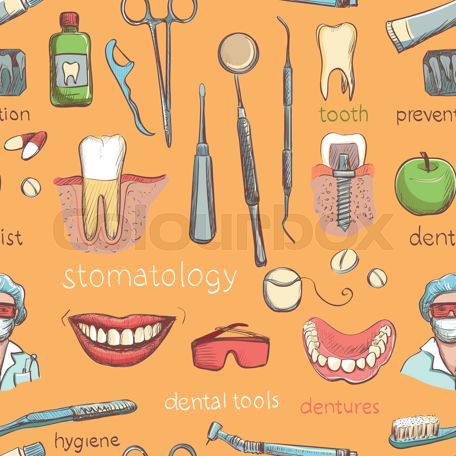 Dental seamless pattern. | Stock vector | Colourbox