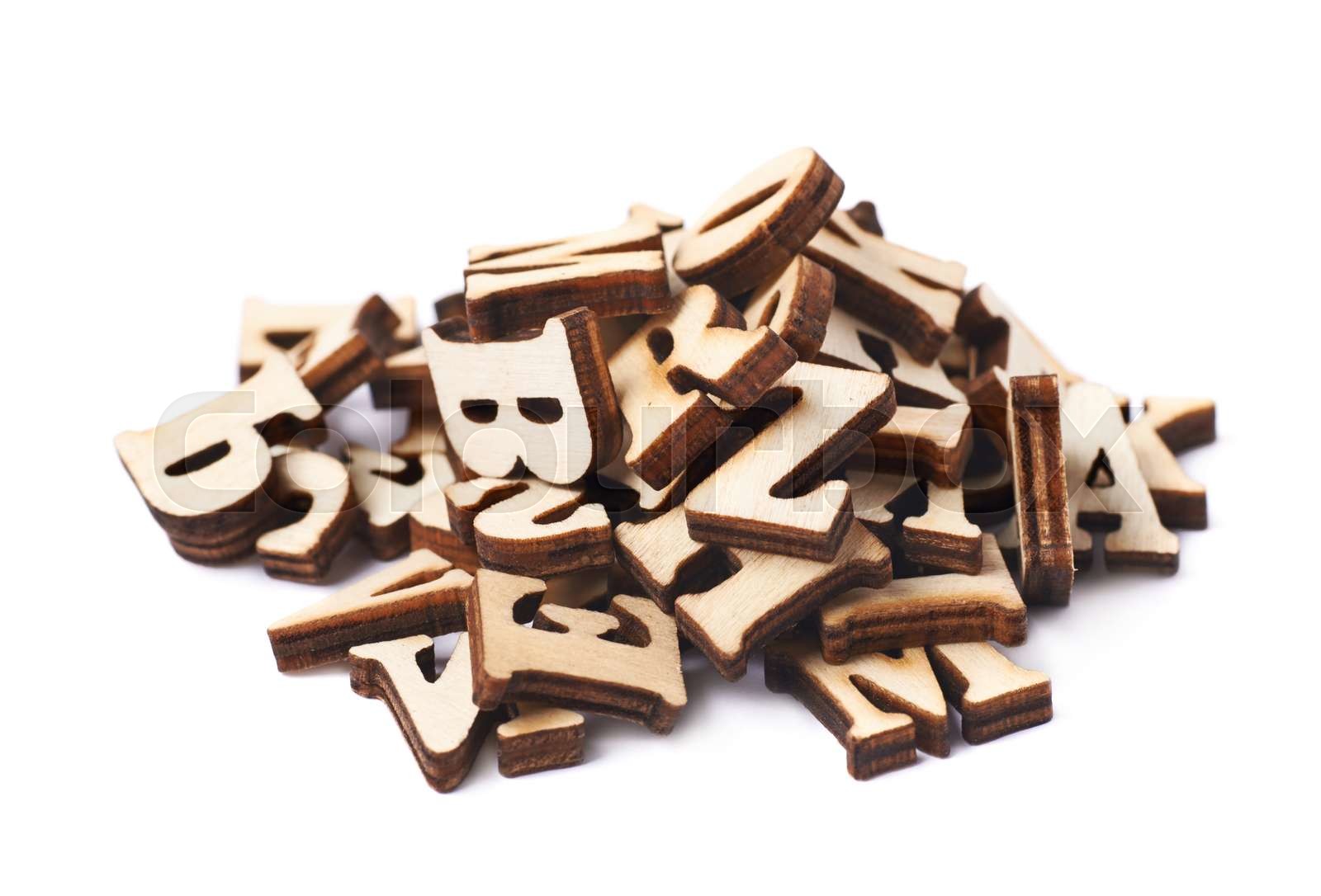 Pile of wooden letters isolated | Stock image | Colourbox