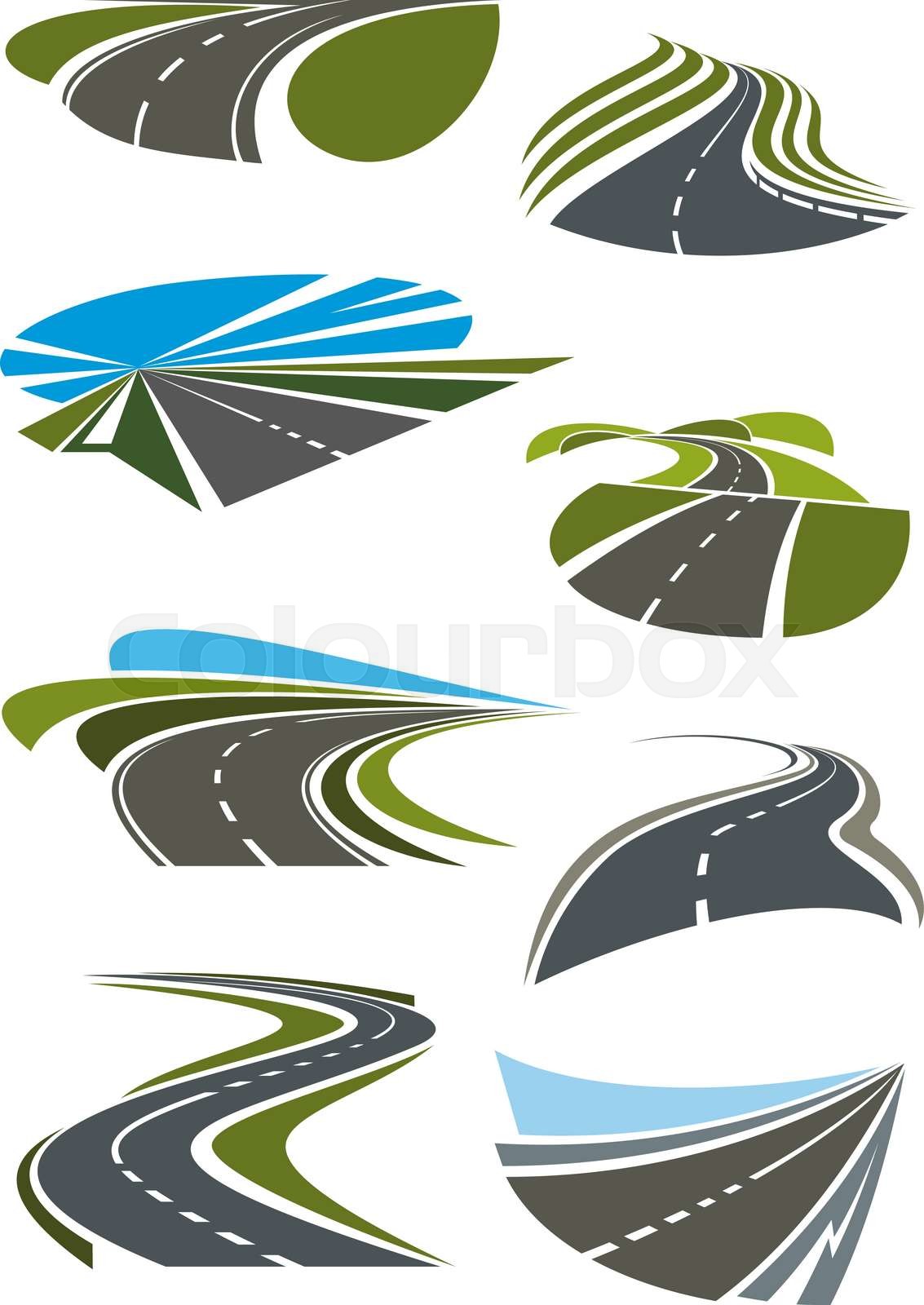 Roads and highway icons set | Stock vector | Colourbox
