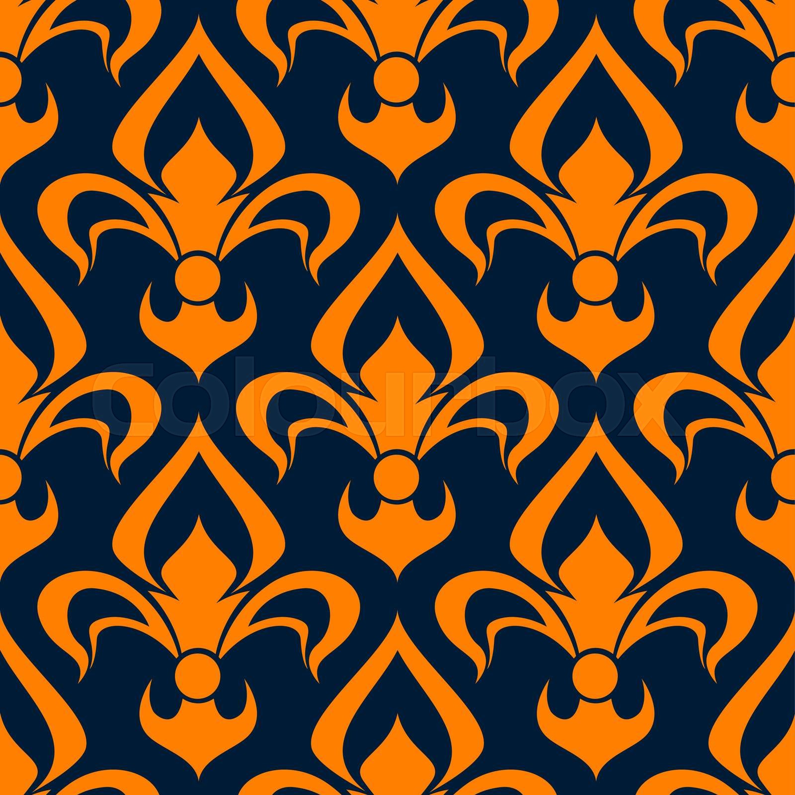 Orange and blue floral seamless pattern | Stock vector | Colourbox