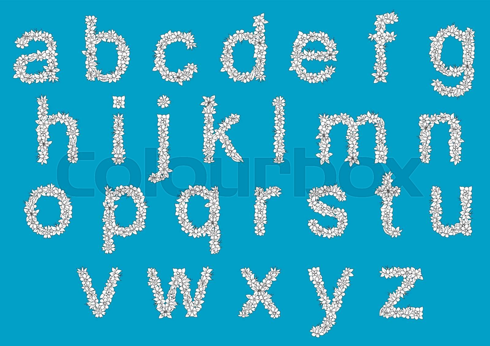 Floral alphabet lowercase letters set | Stock vector | Colourbox
