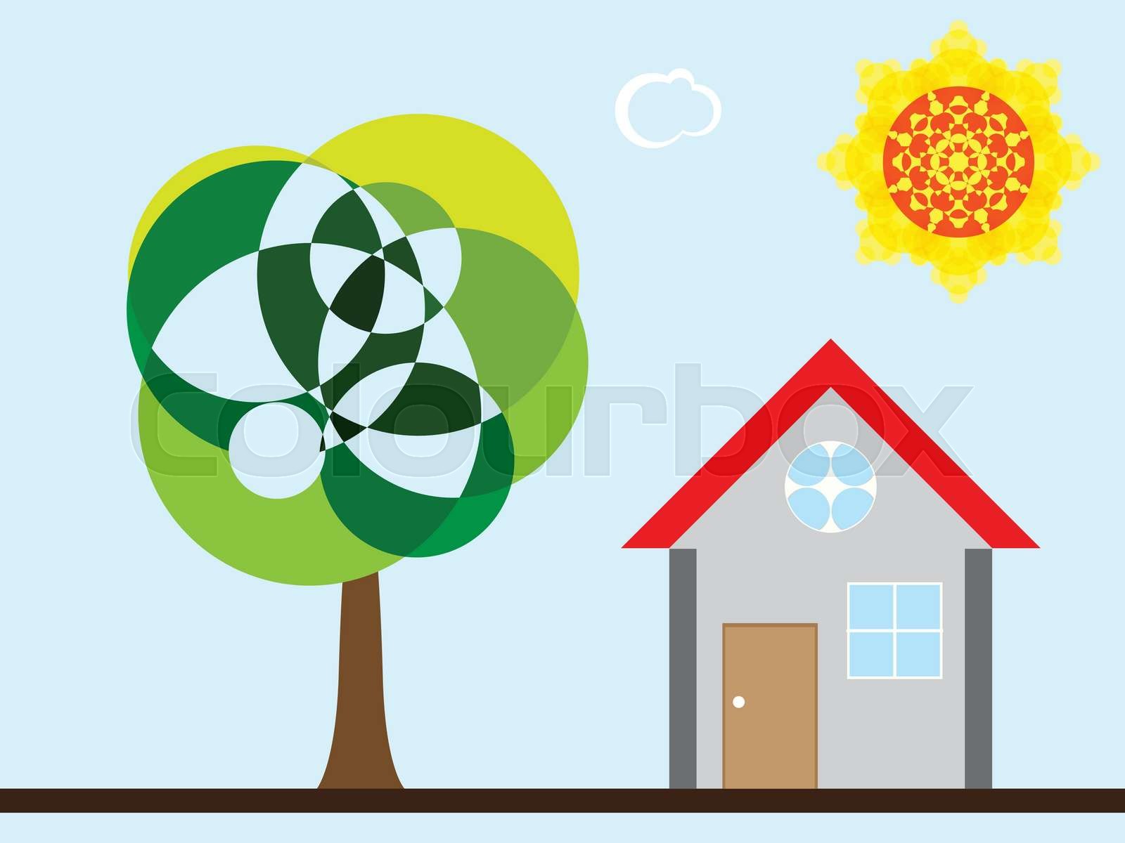 tree house and sun | Stock vector | Colourbox