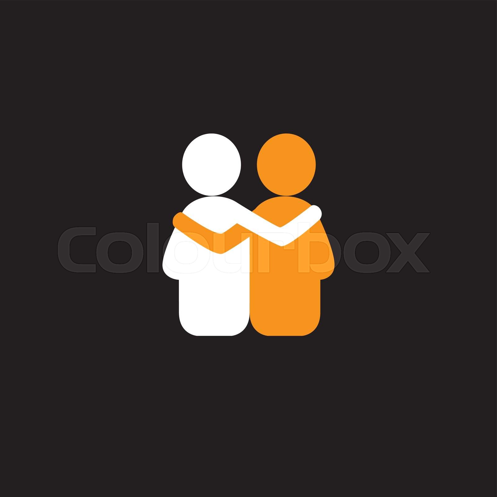 friends hug each other, deep relationship & bonding - vector icon ...