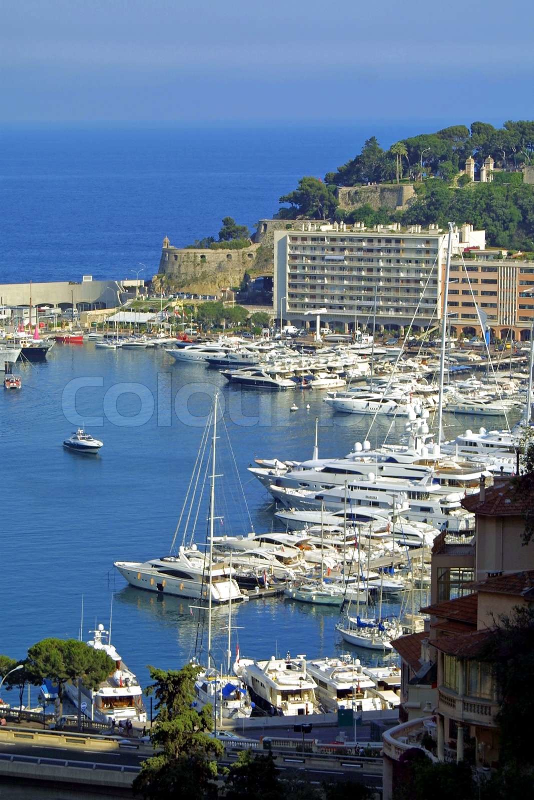 Bird eye view of sea port of Monte-Carlo, Monaco | Stock image | Colourbox