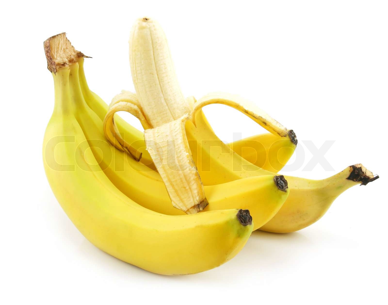 Bunch of Ripe geschälte Banane auf weißen Hintergrund | Stock Bild ...