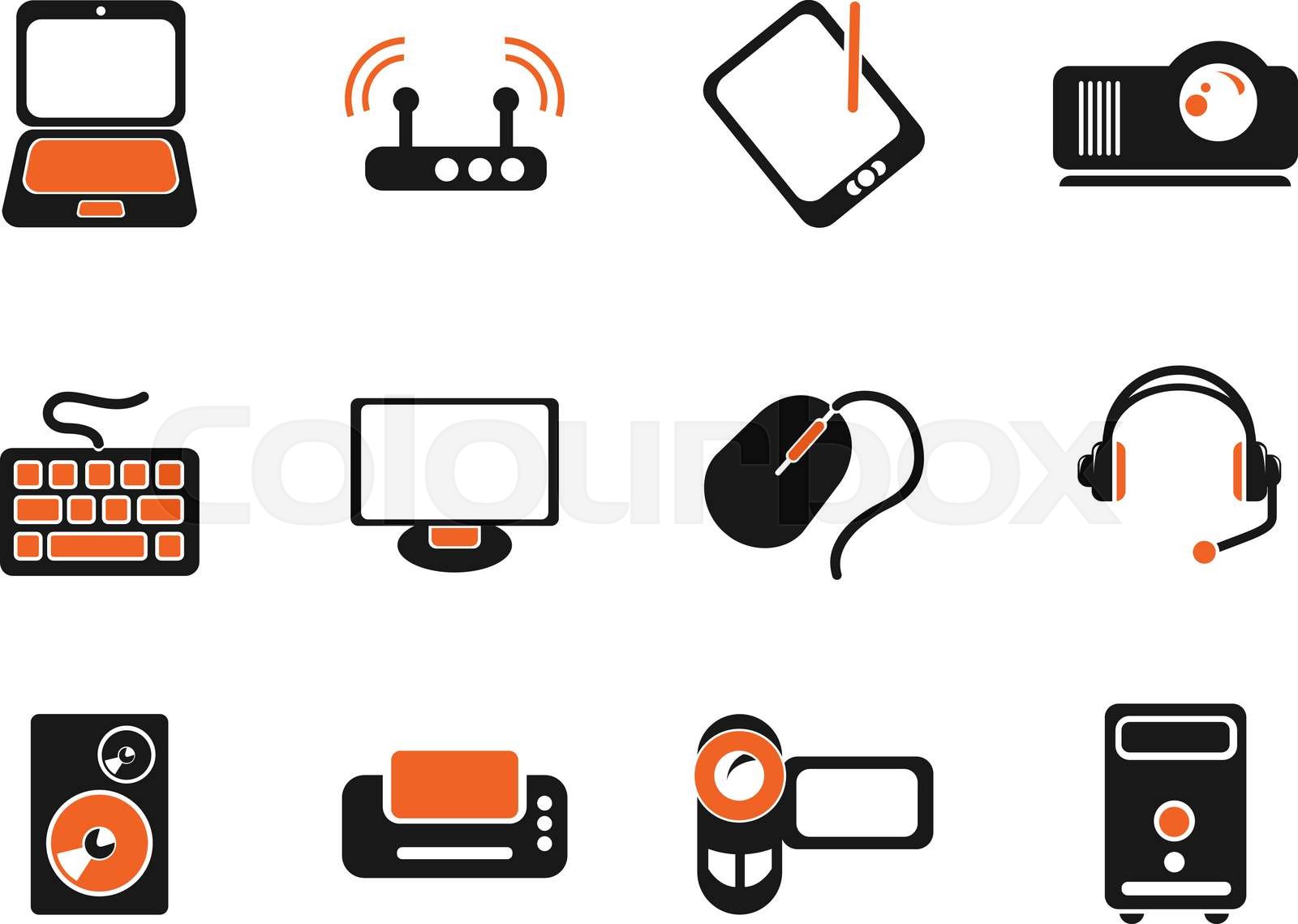 Computer equipment simple vector icons | Stock vector | Colourbox
