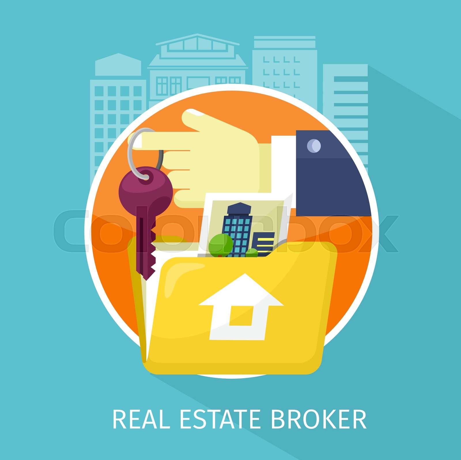 Real Estate Broker Design Flat | Stock vector | Colourbox