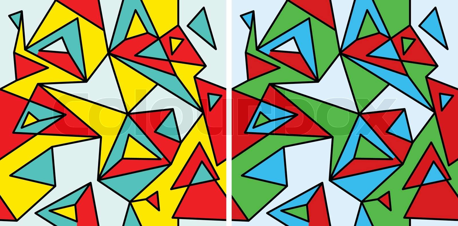 Fragments of the abstraction, cubism and pop-art (seamless pattern set ...