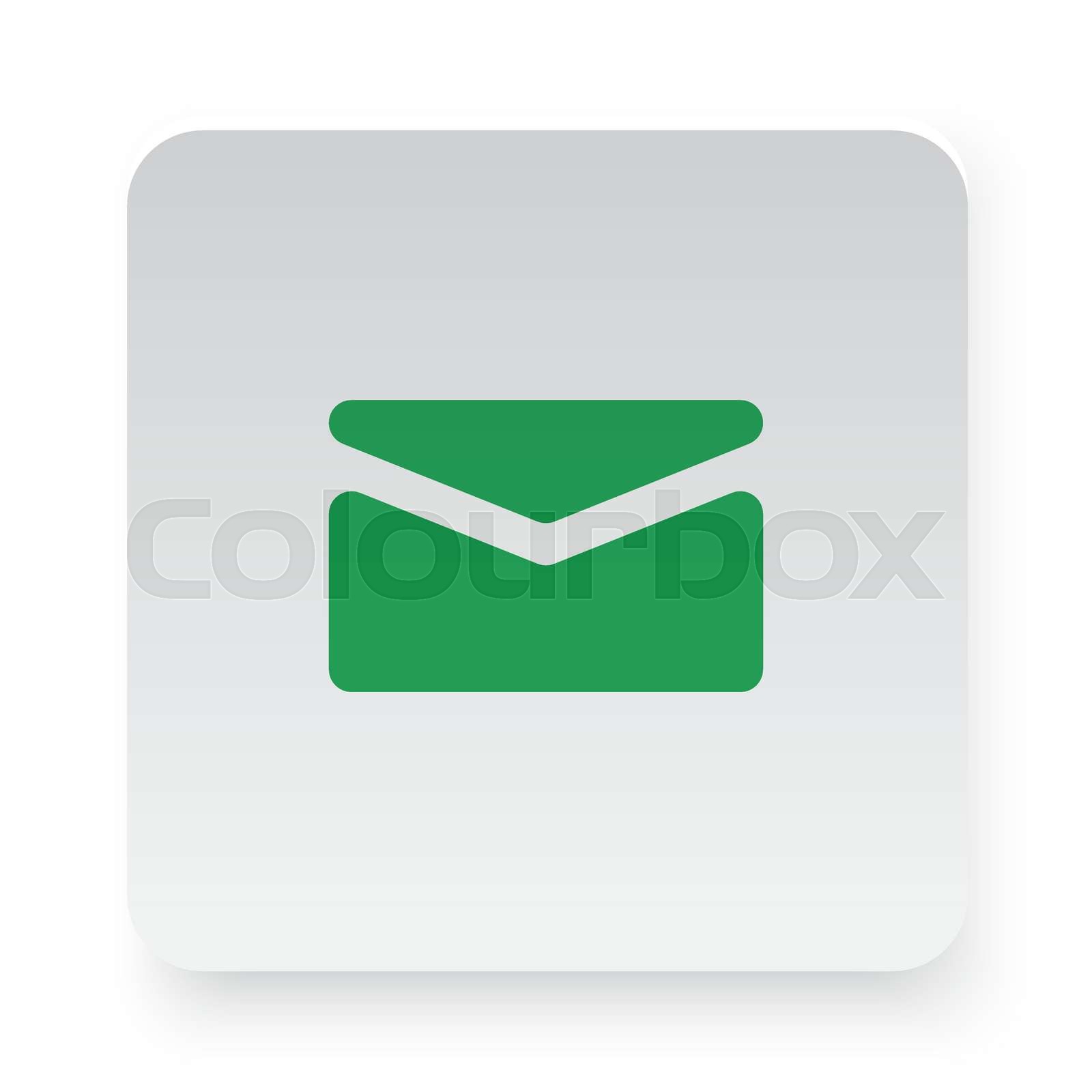 Green Mail icon in circle on white app button | Stock vector | Colourbox