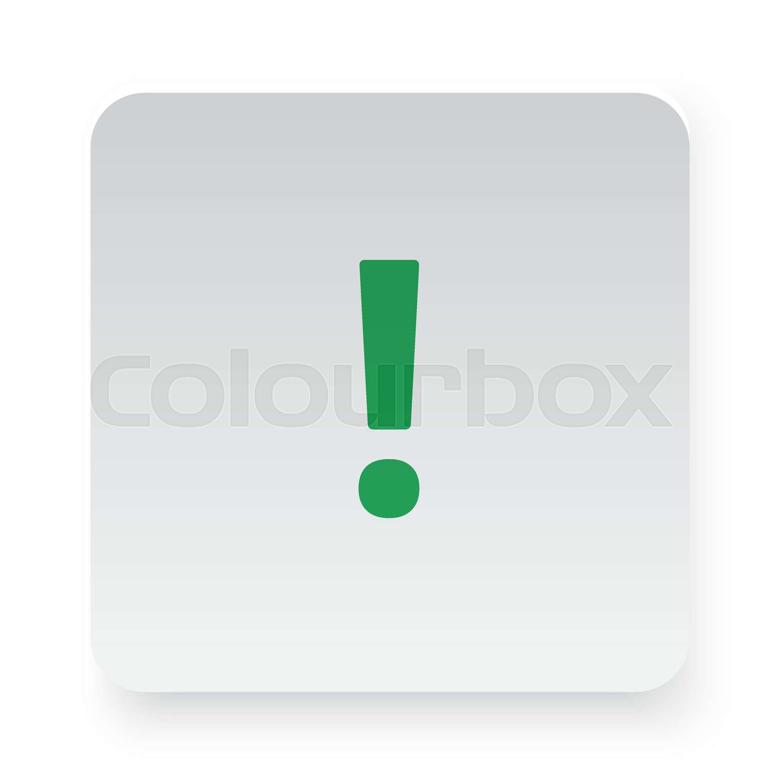 Green Exclamation Mark icon in circle on white app button | Stock ...