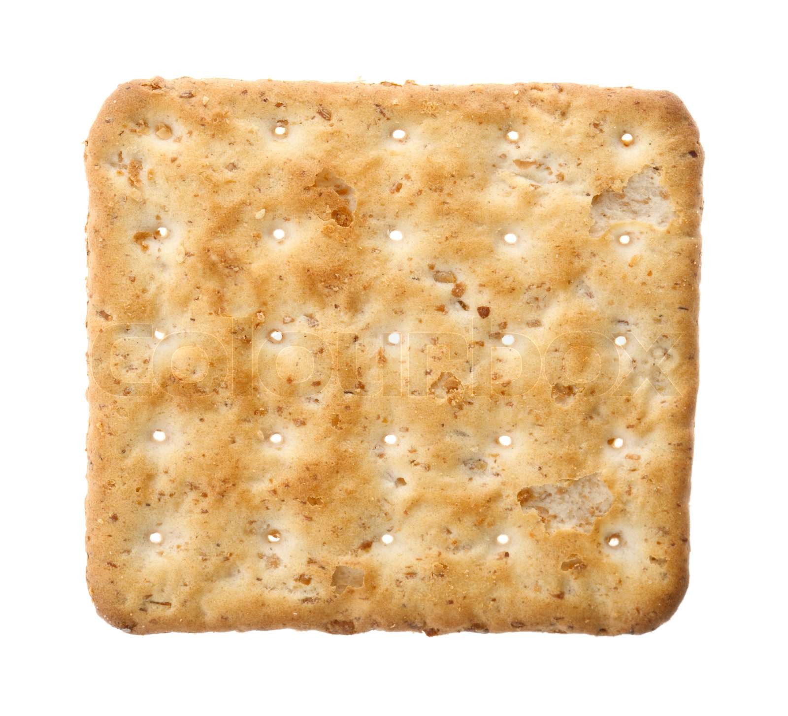 A Square cracker isolated on white | Stock image | Colourbox