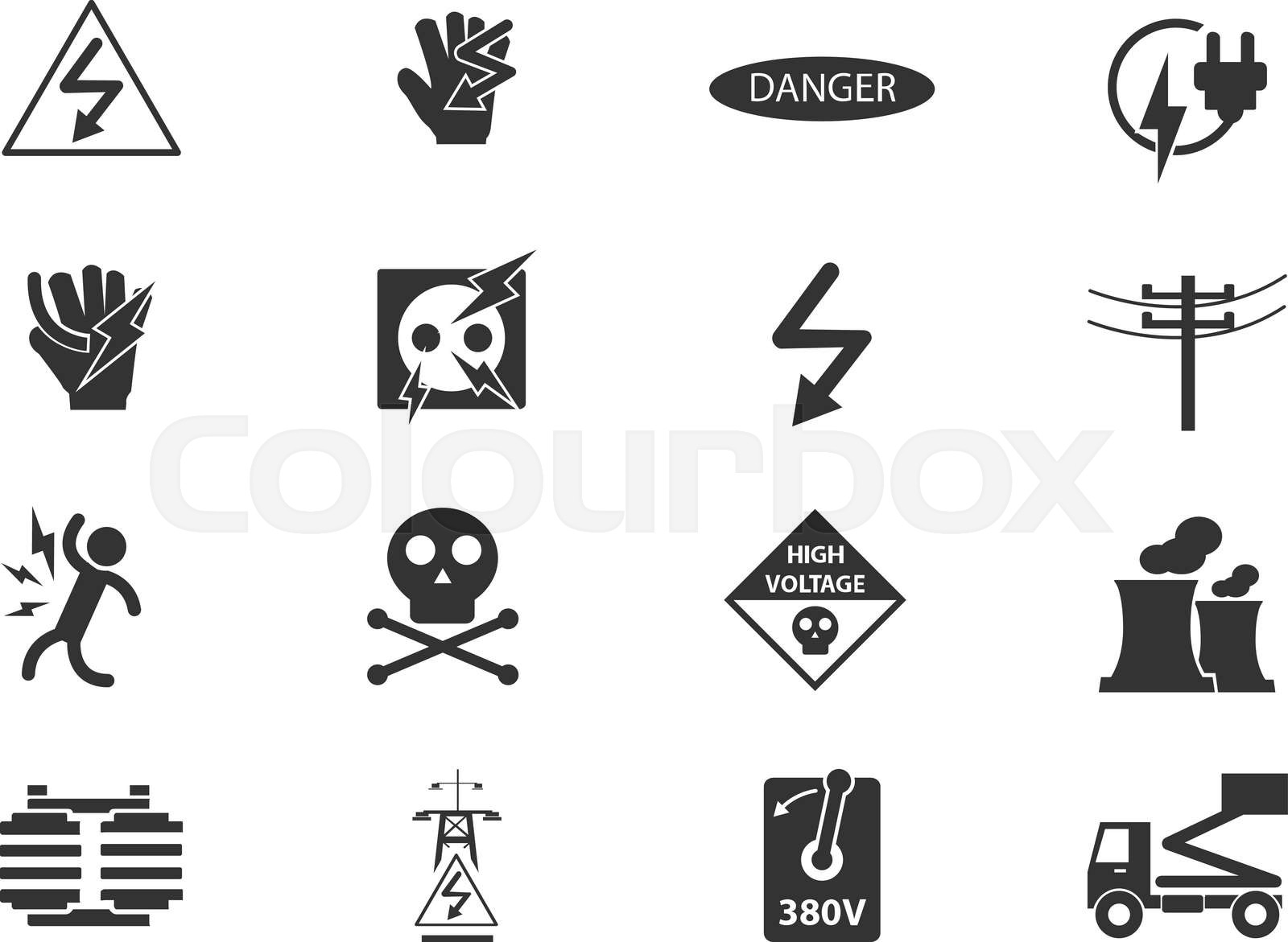 High voltage icons set | Stock vector | Colourbox