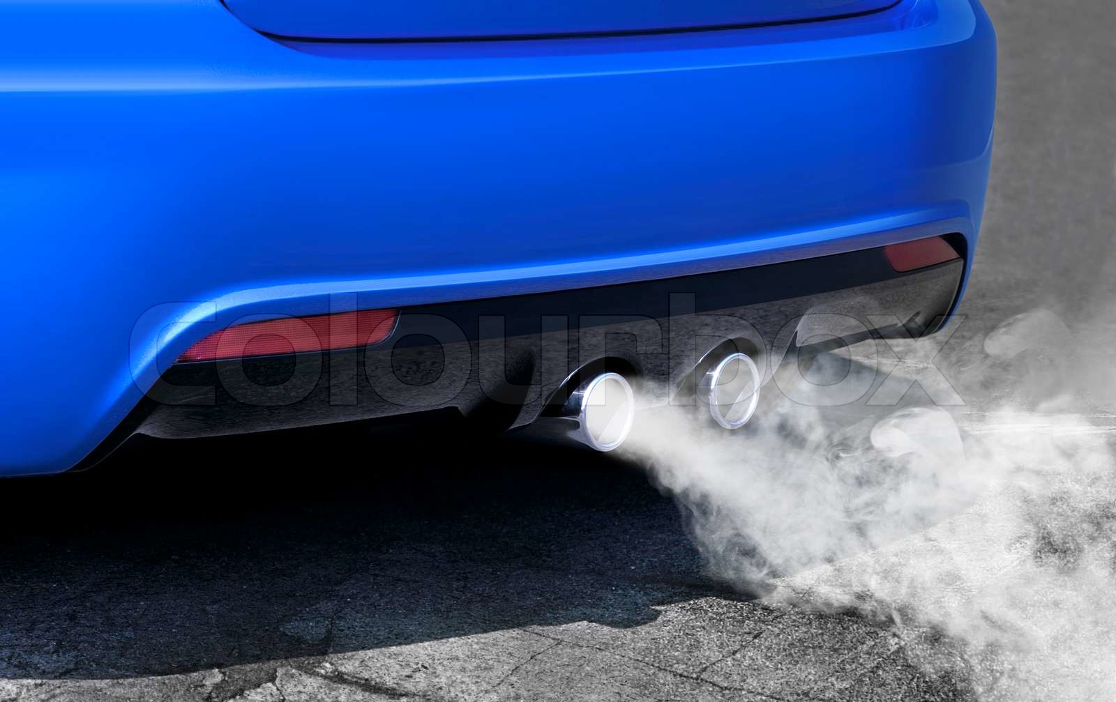 pollution of environment by combustible gas of a car | Stock image ...