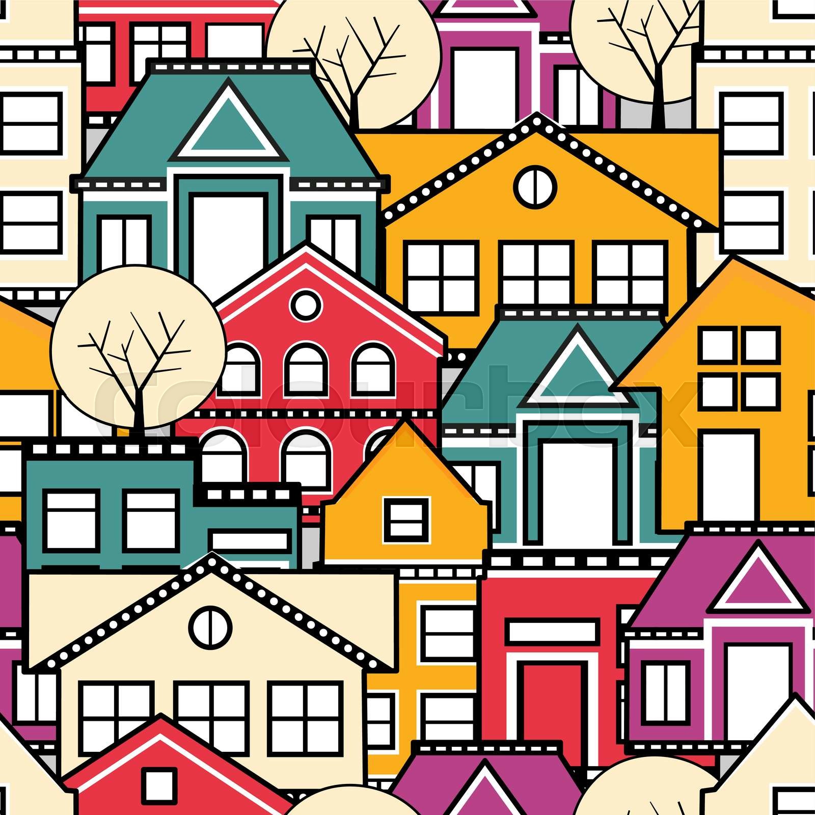 Seamless city pattern | Stock vector | Colourbox