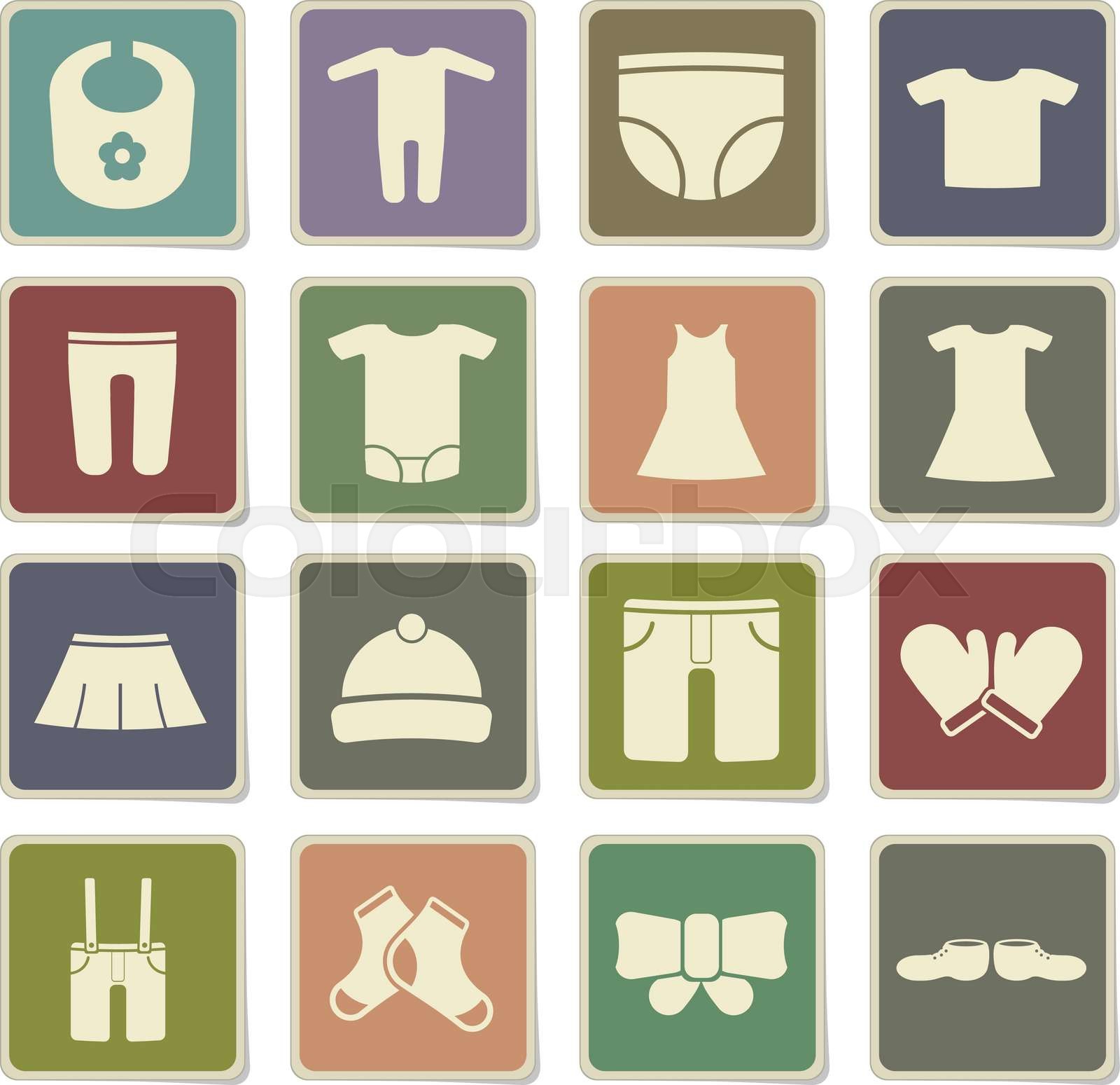 Baby clothes simply icons | Stock vector | Colourbox
