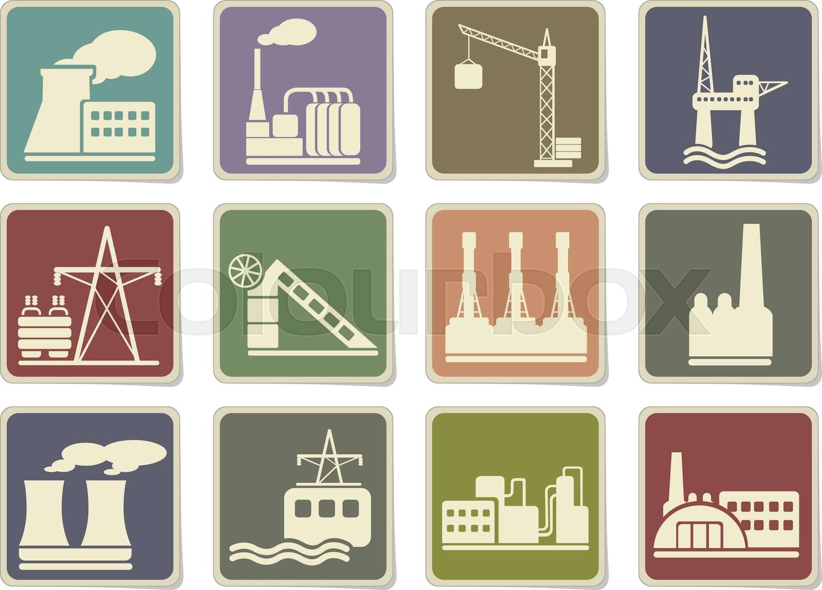 Factory and Industry Symbols | Stock vector | Colourbox