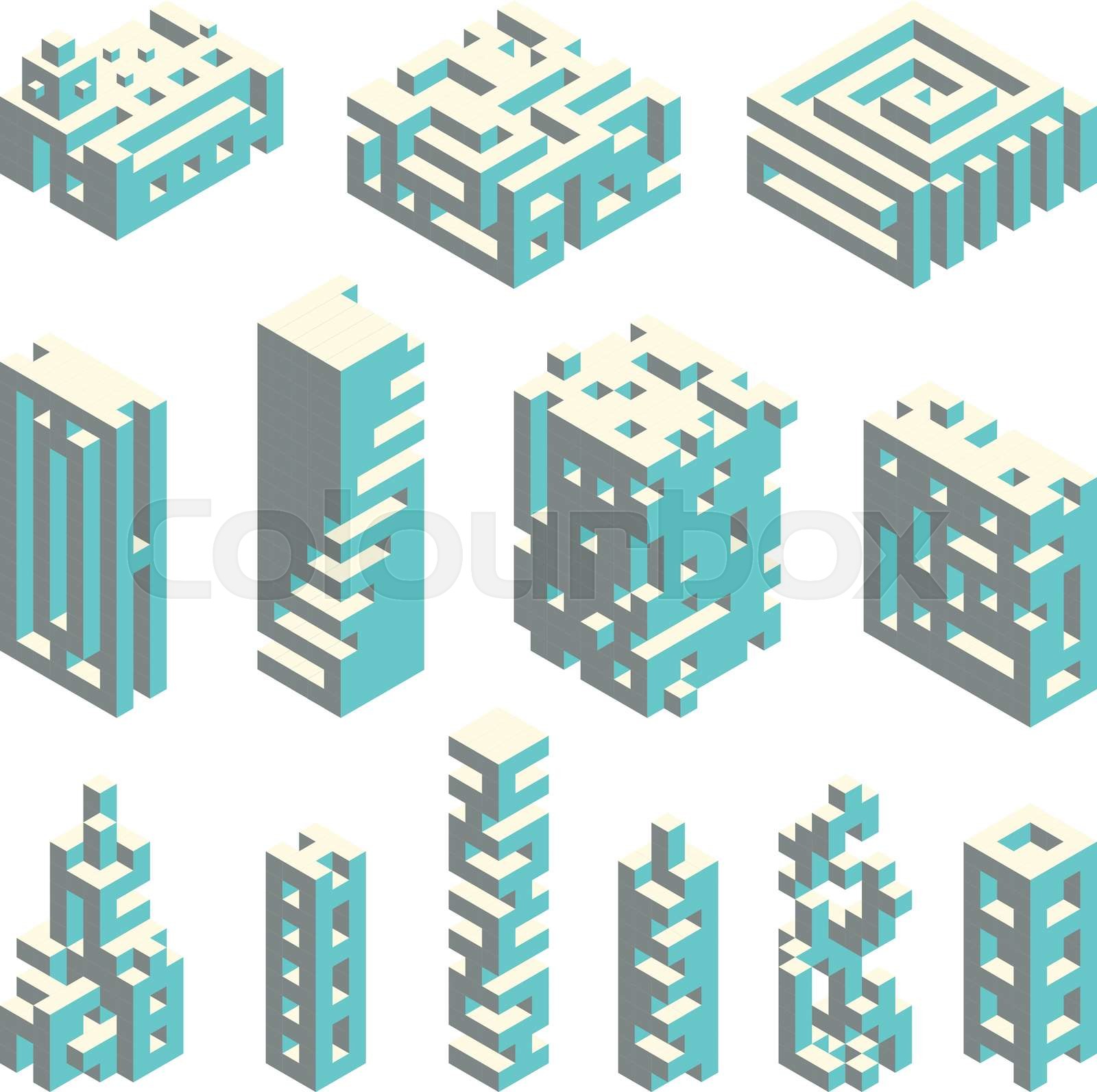Isometric cubes architecture | Stock vector | Colourbox
