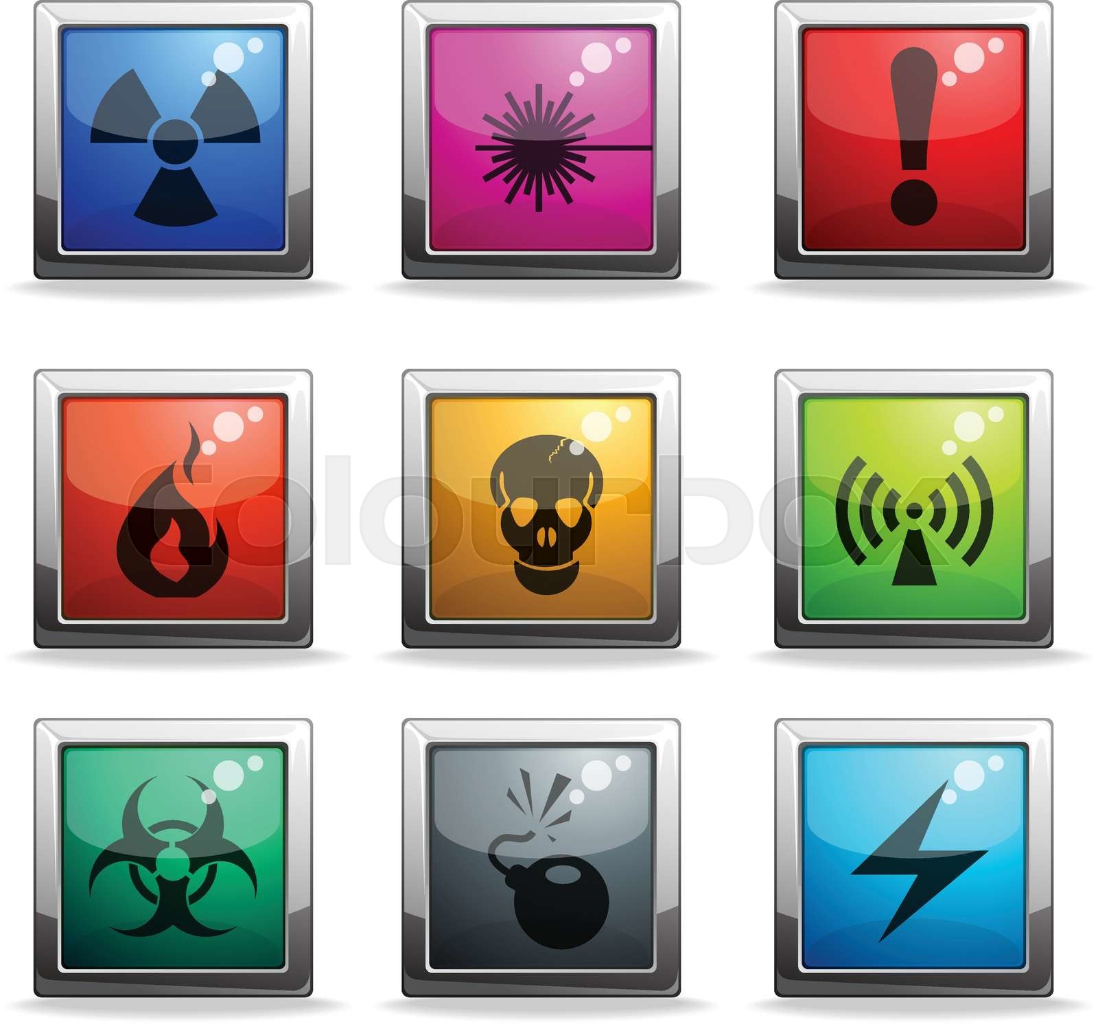 Hazard icons set | Stock vector | Colourbox