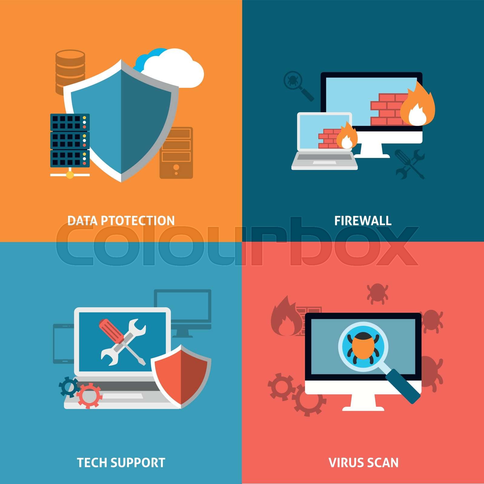 Data Protectoin Concept Flat | Stock vector | Colourbox