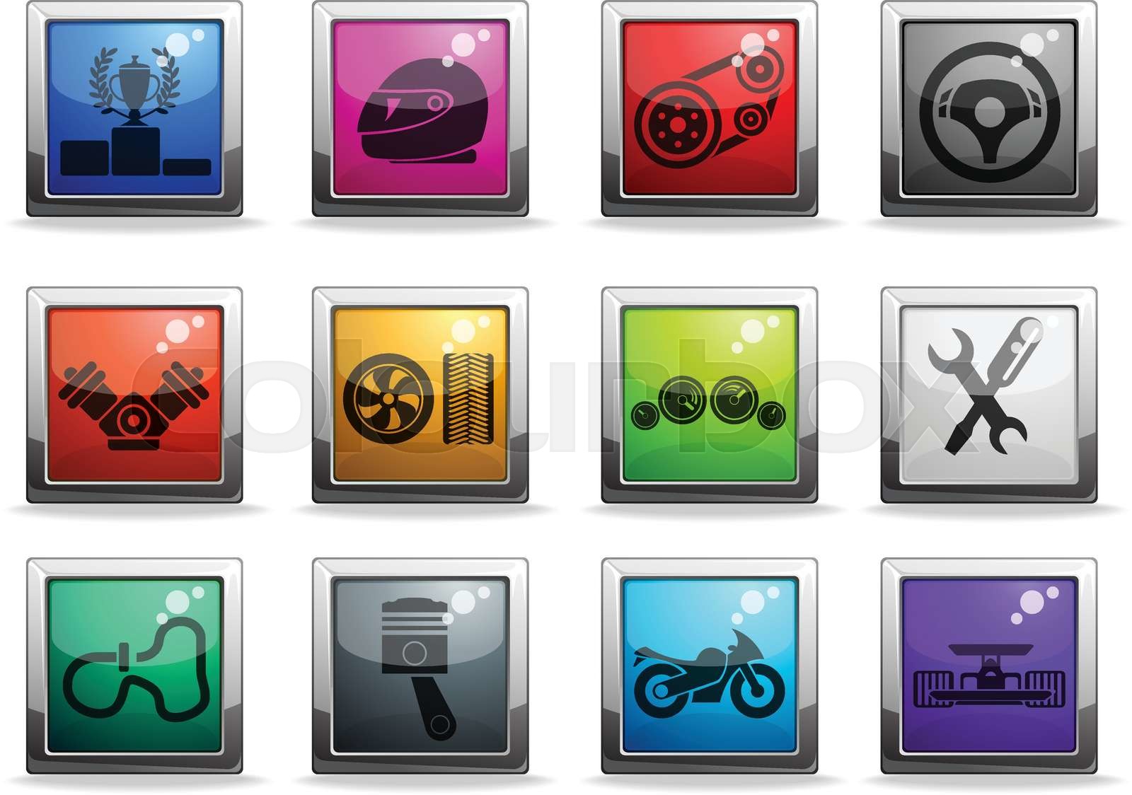 Racing icons set | Stock vector | Colourbox