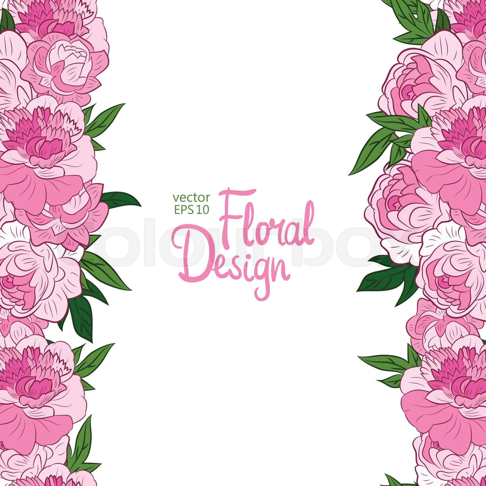 Vector border with peonies | Stock vector | Colourbox