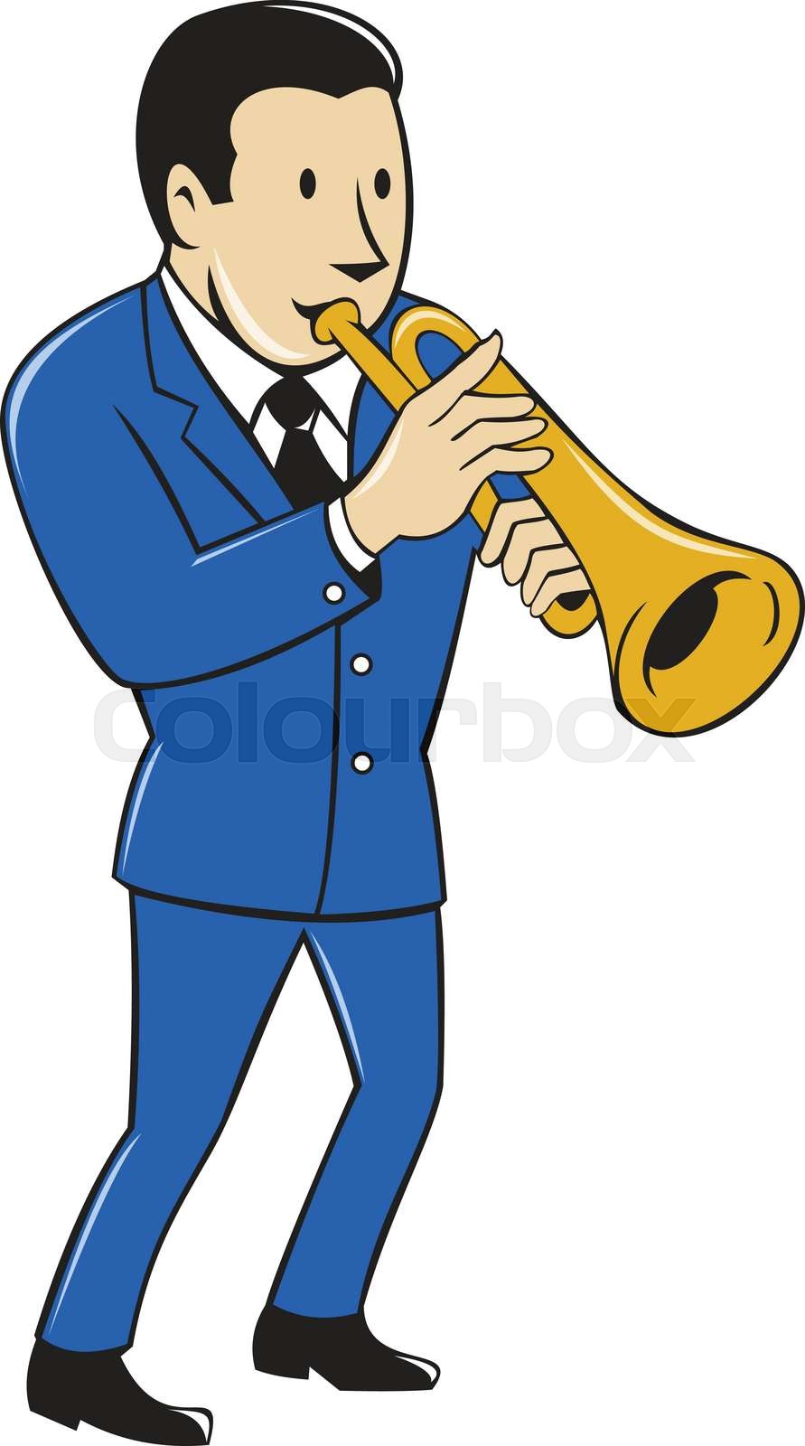 Musician Playing Trumpet Cartoon | Stock vector | Colourbox