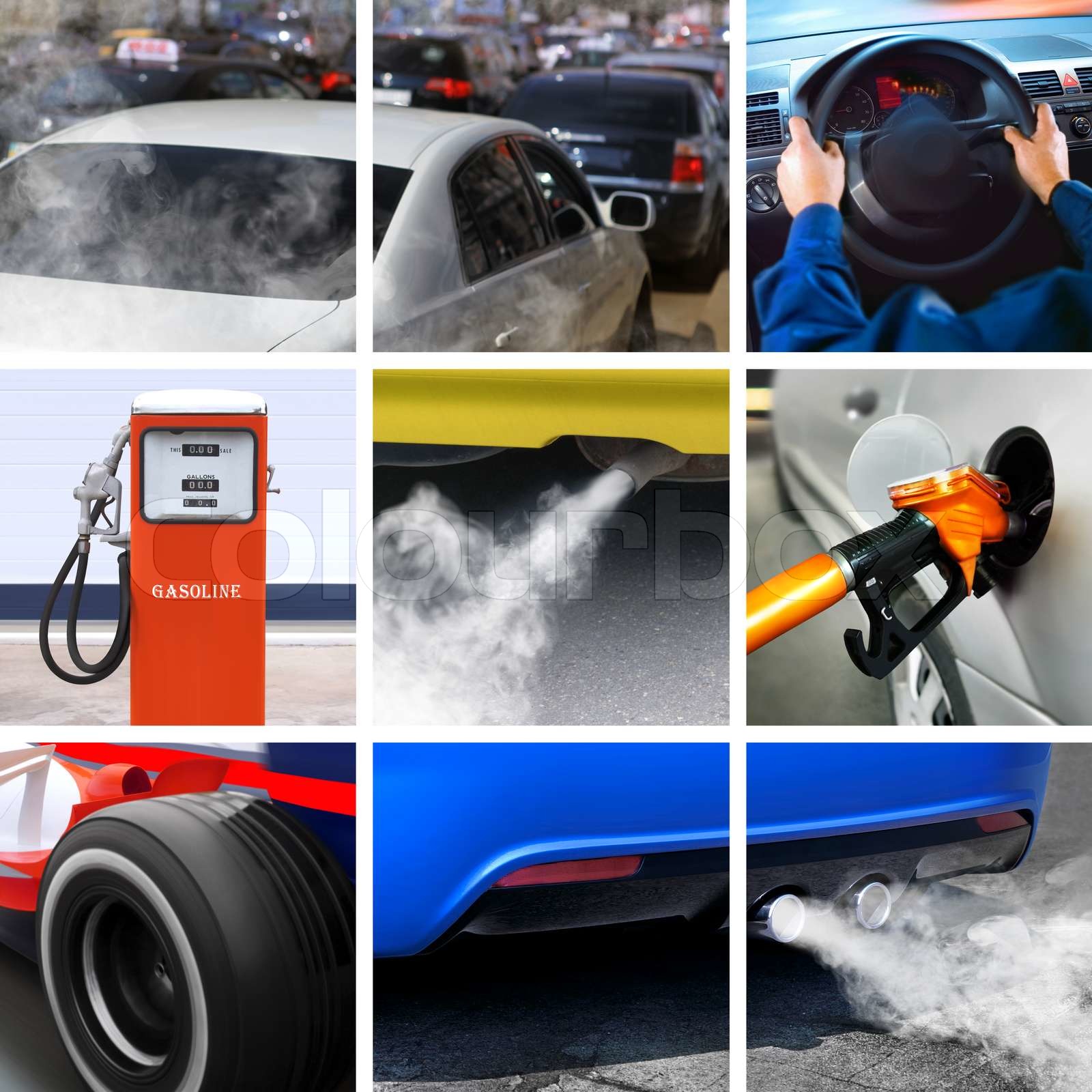 collage of petroleum industry and pollution from cars | Stock image ...