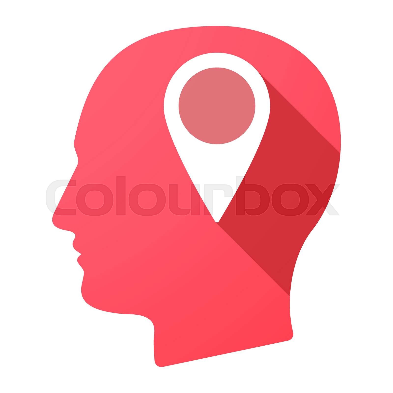 Male head icon with a map mark | Stock vector | Colourbox