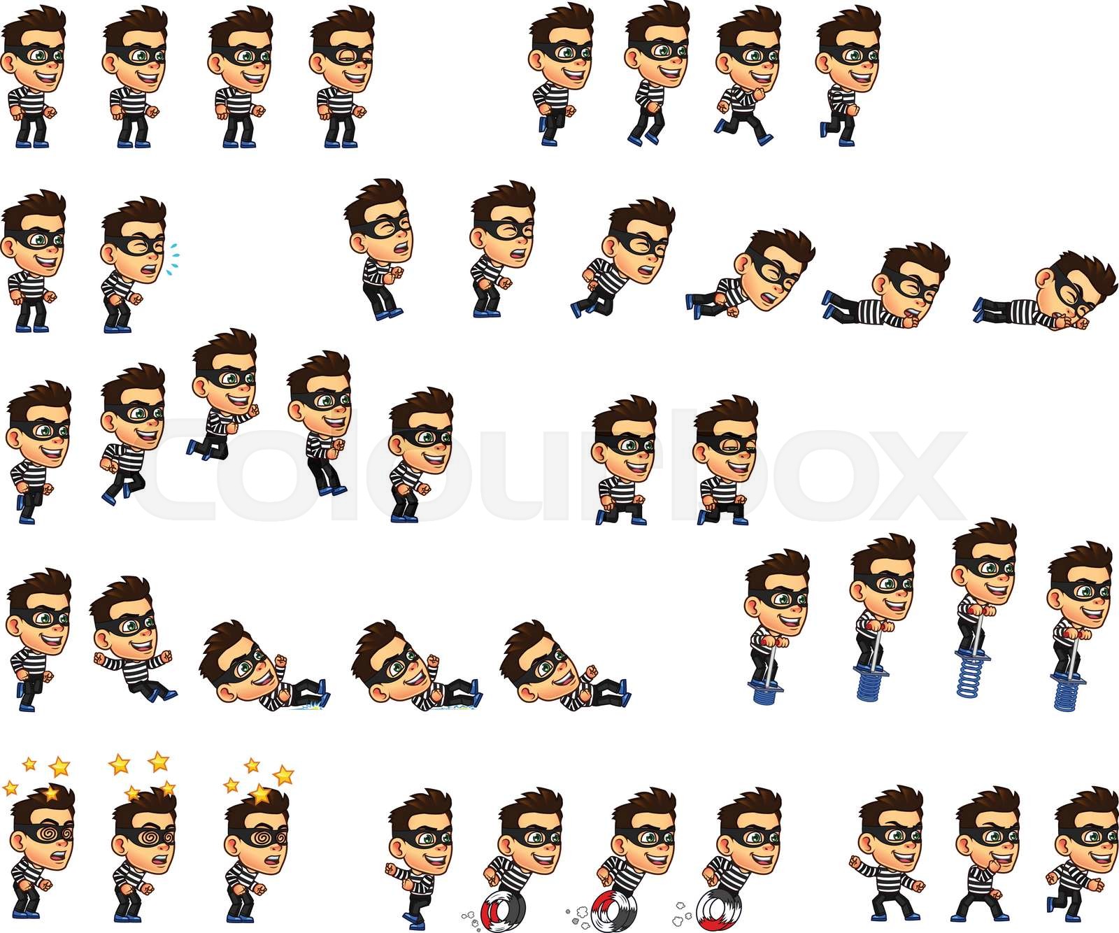 Thief Boy Game Sprite Sheet | Stock vector | Colourbox
