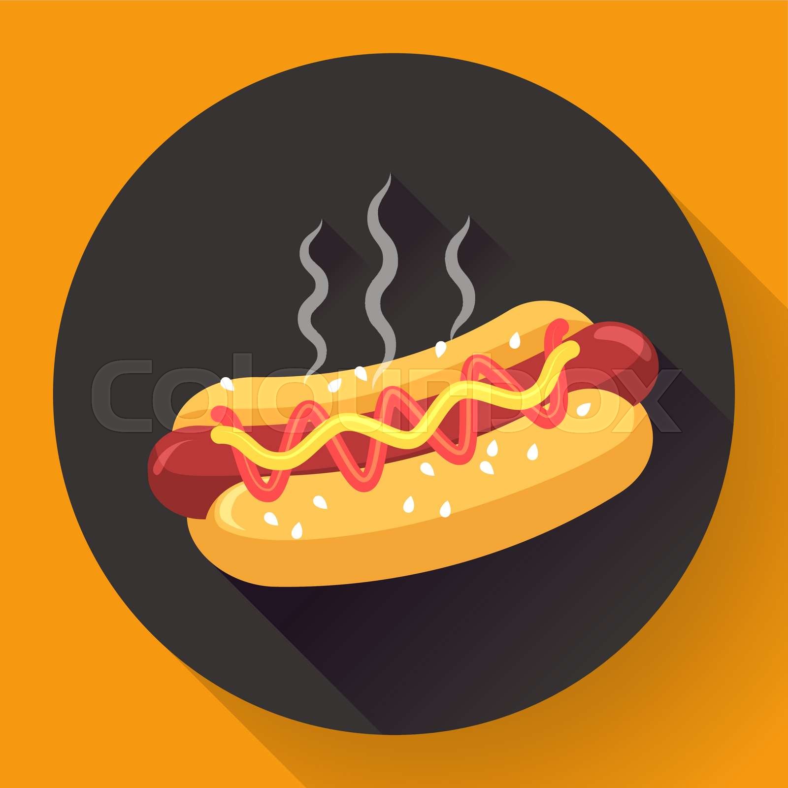 Vector Hot-Dog illustration. Flat design style. | Stock vector | Colourbox