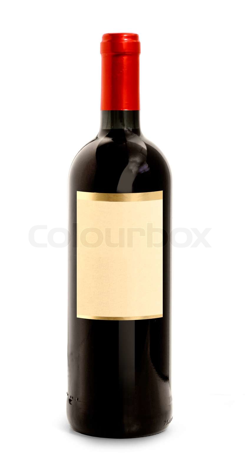 Red wine bottle with blank label and red top | Stock image | Colourbox
