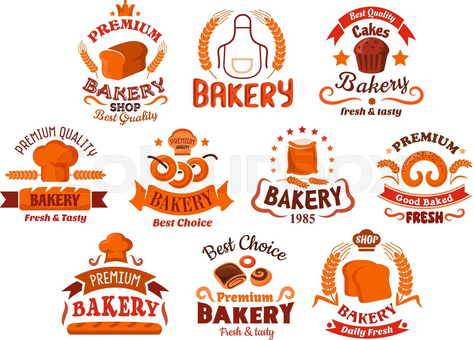 Bakery and pastry shop icons | Stock vector | Colourbox