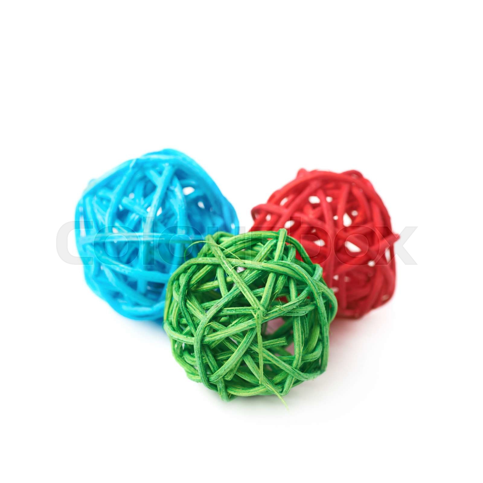 Three decorative straw balls | Stock image | Colourbox
