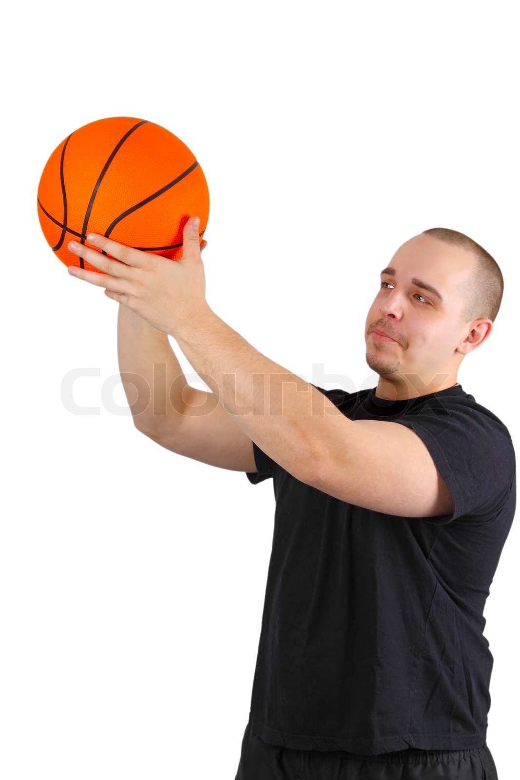 Ung Atletisk Mand Med Basketball På Hvid Baggrund Stock Foto Colourbox