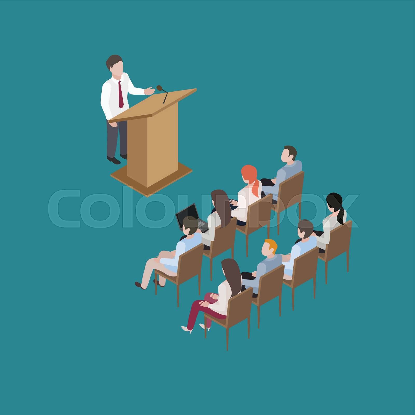 conference man speach | Stock vector | Colourbox
