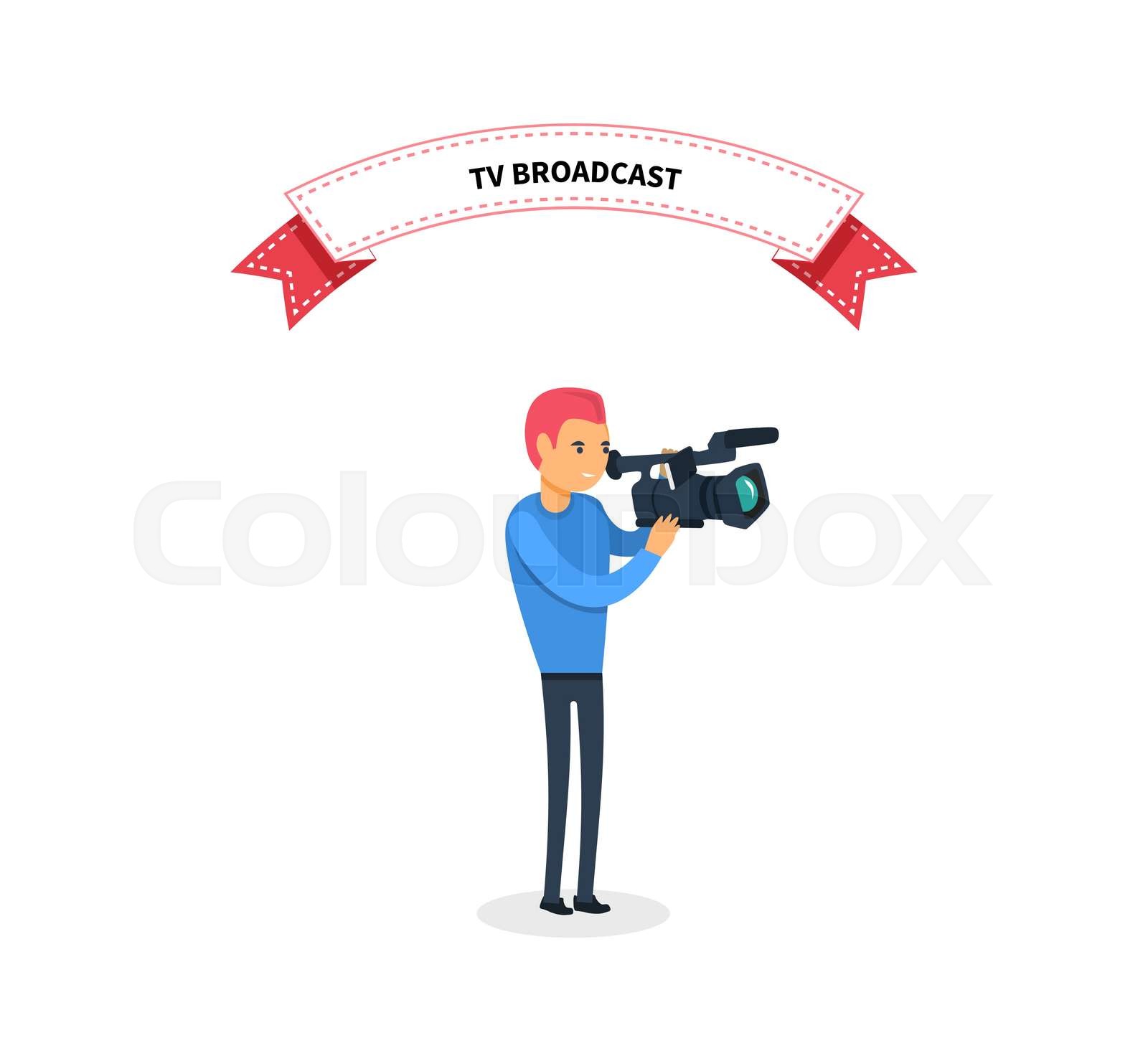 TV Broadcast Man Operator Design Flat | Stock vector | Colourbox